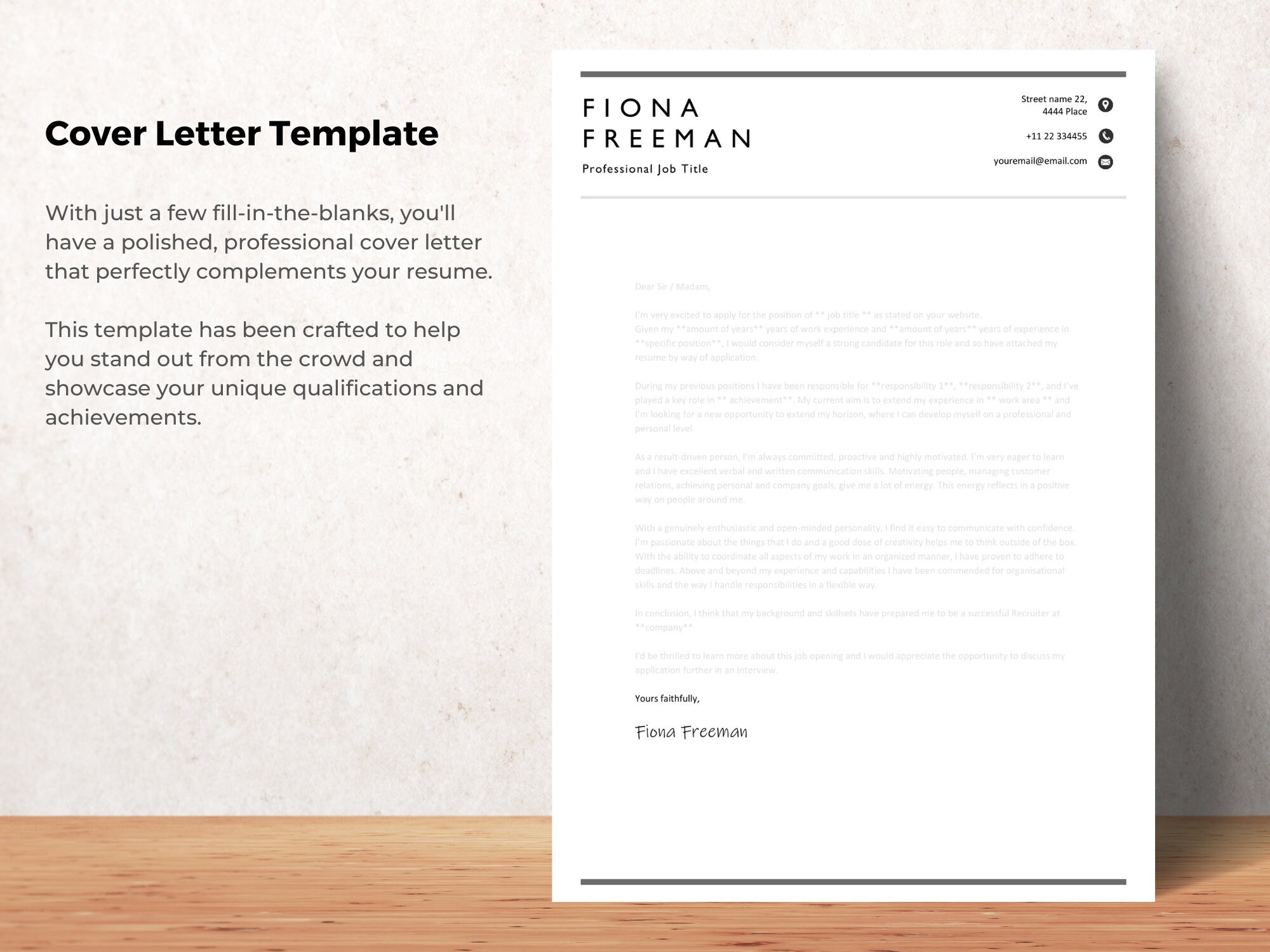 Modern Resume Template & Cover Letter for Microsoft Word (digital ...