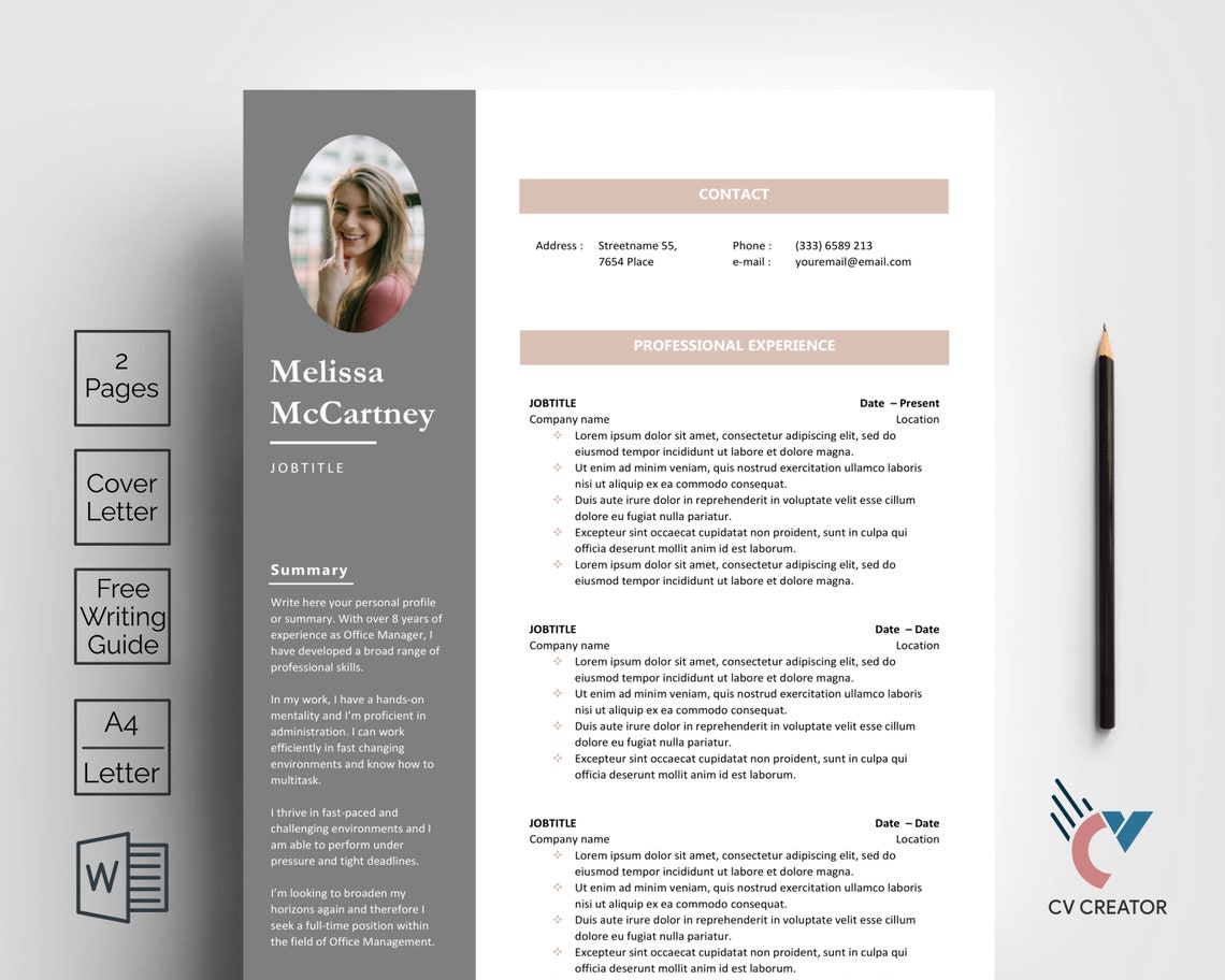 Beautiful Resume Template and Cover Letter Template for | Etsy