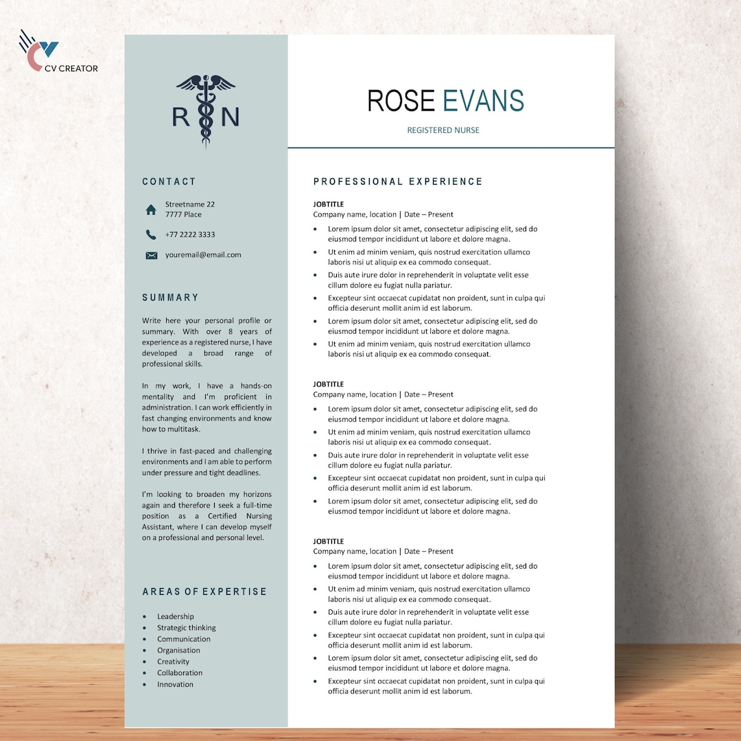 Registered Nurse Resume Template and Cover Letter Template for ...