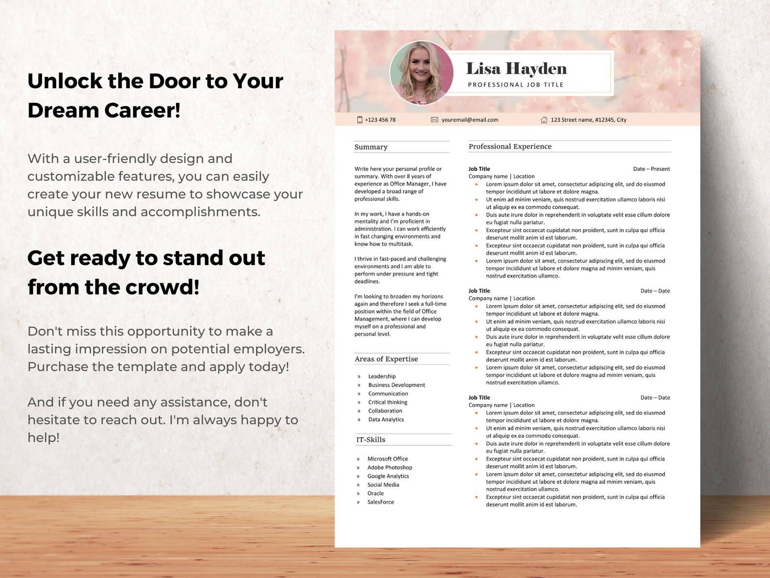 Cute Resume Template and Cover Letter Template for Microsoft Word | CV ...