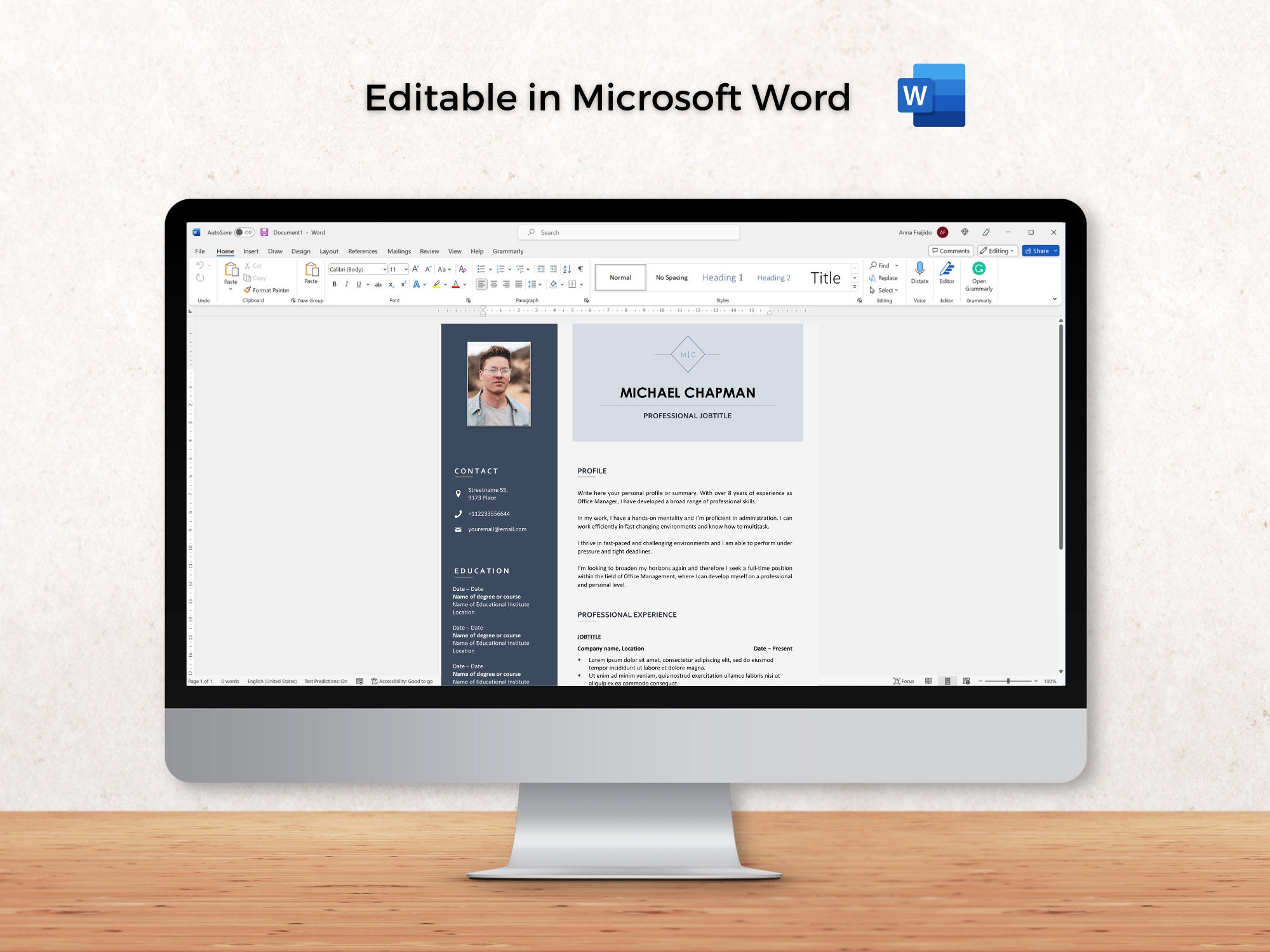 Modern Resume Template & Cover Letter (microsoft Word) - Etsy