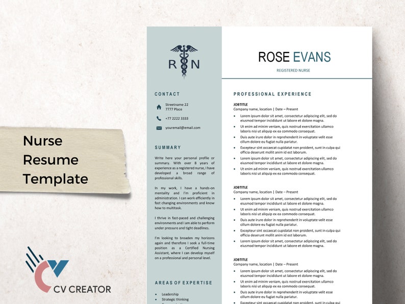 Registered Nurse Resume Template and Cover Letter Template for ...