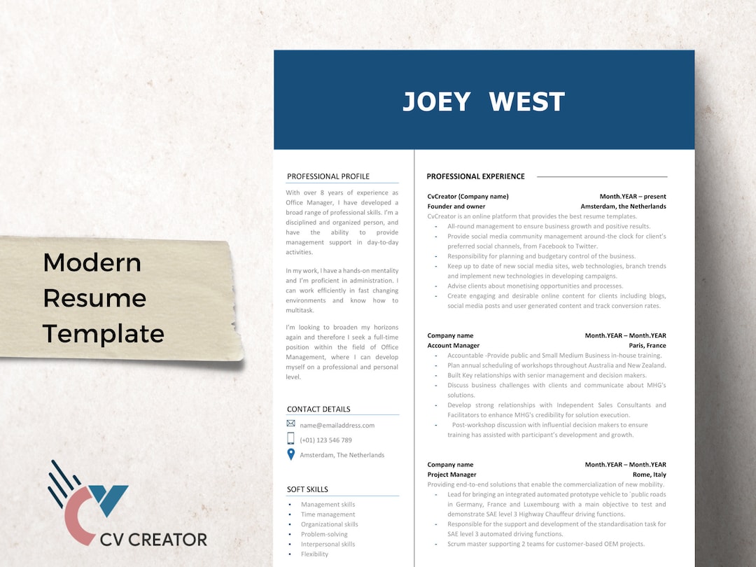 Clear Resume Template and Cover Letter Template for Microsoft - Etsy