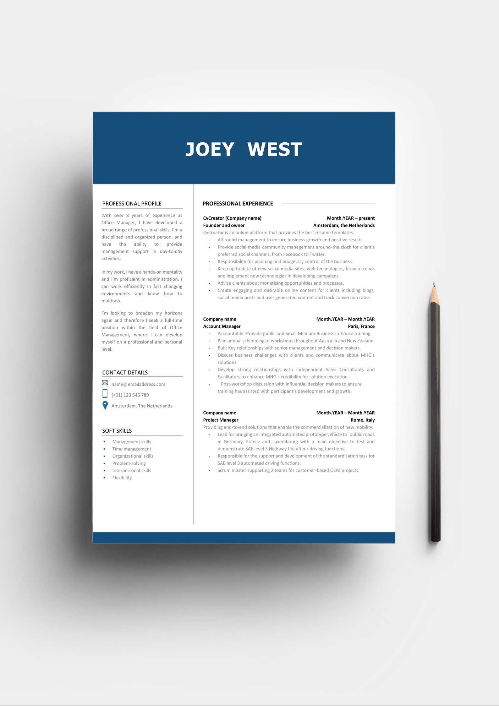 Clear Resume Template and Cover Letter Template for Microsoft Word | CV ...
