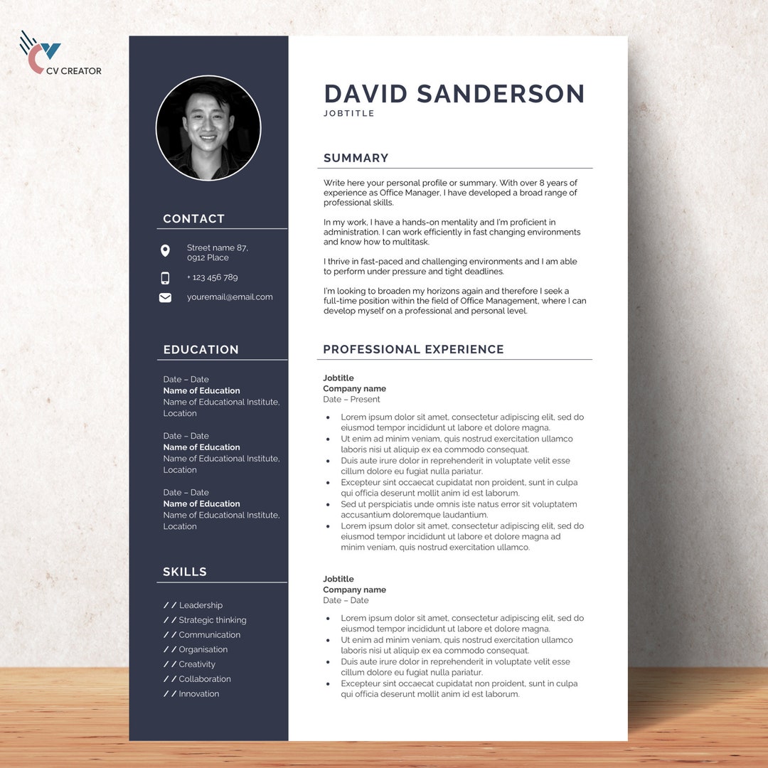 Modern Resume Template & Cover Letter: Professional CV (microsoft Word ...