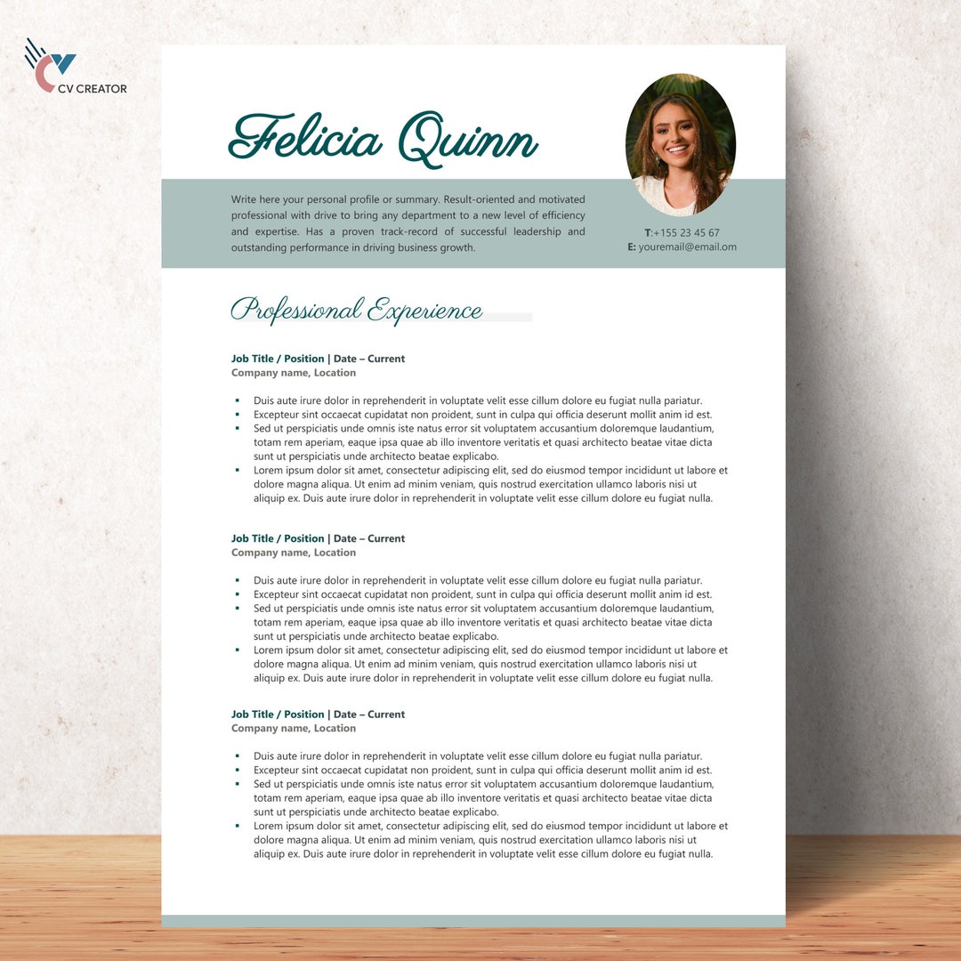 Modern Resume Template & Cover Letter: Professional CV Design (word) - Etsy