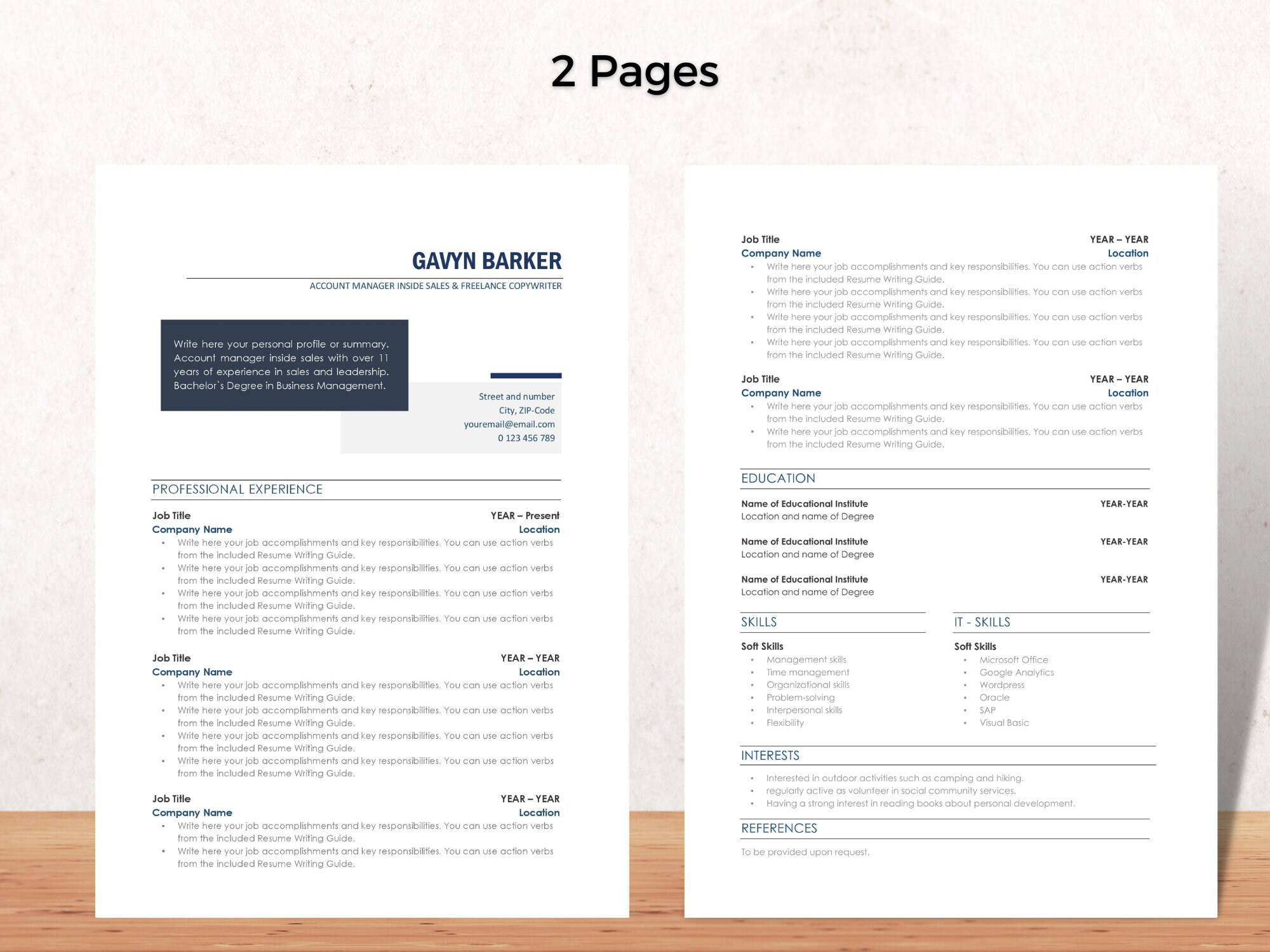 Clean Resume Template and Cover Letter Template for Microsoft Word | CV ...