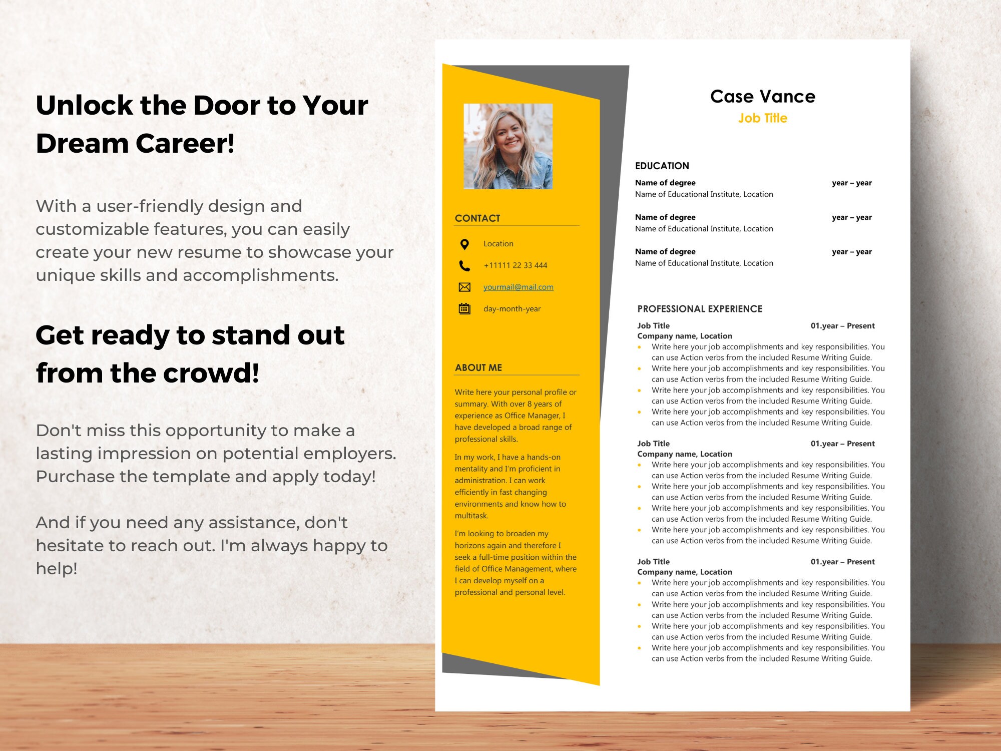 Bright Resume Template and Cover Letter Template for Microsoft Word ...