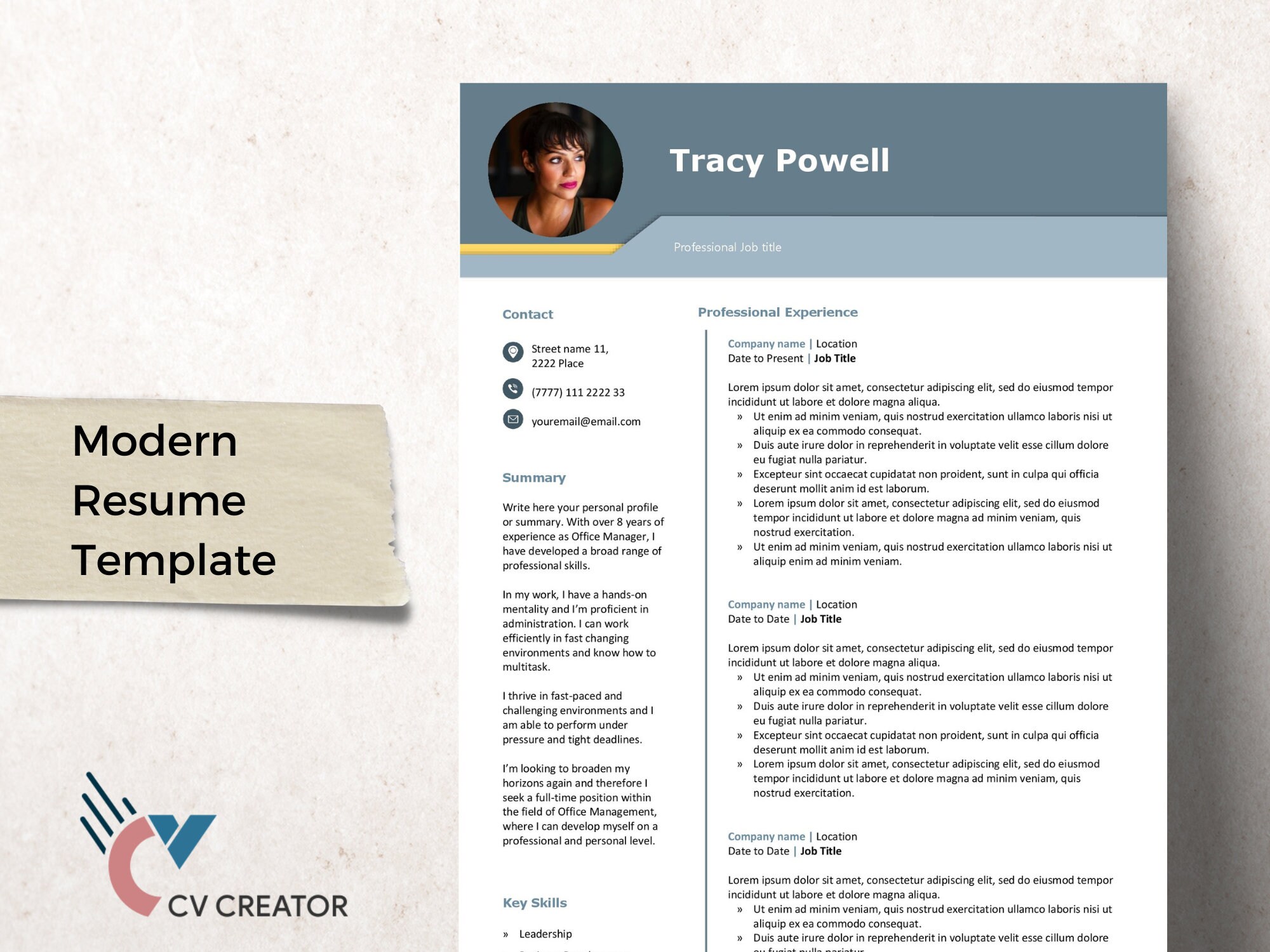 Professional Resume Template & Cover Letter: Modern CV Design ...