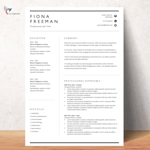 Modern Resume Template & Cover Letter for Microsoft Word (digital ...