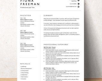 Clean Resume Template and Cover Letter Template for Microsoft Word | CV ...