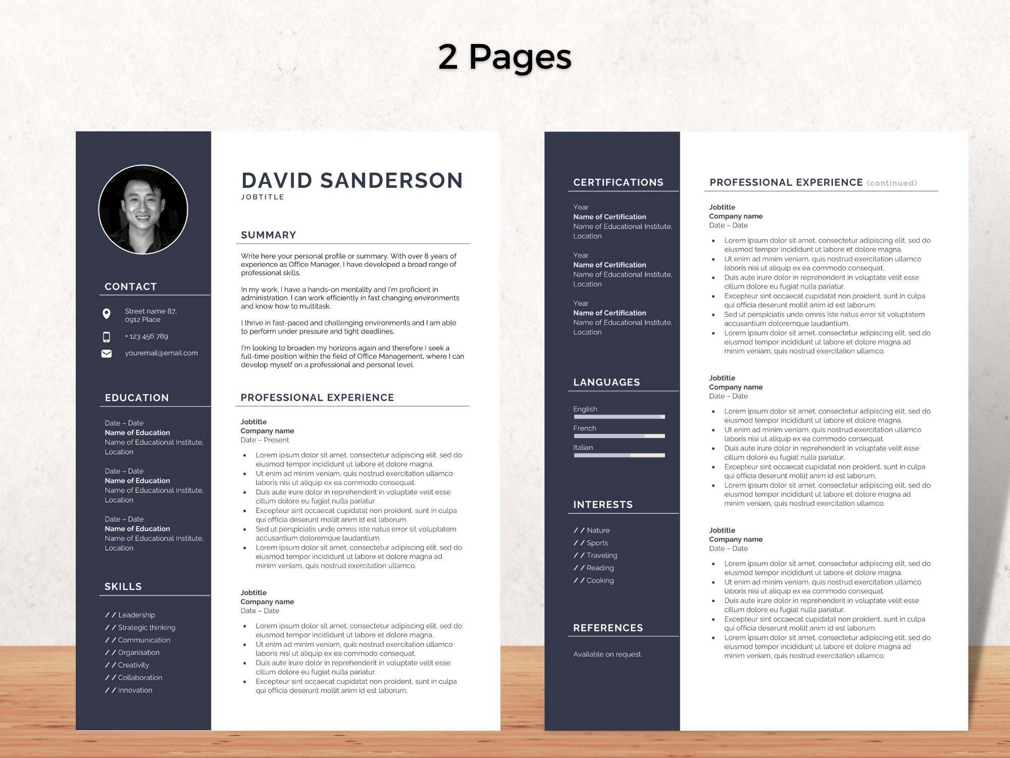 Modern Resume Template & Cover Letter: Professional CV (microsoft Word ...