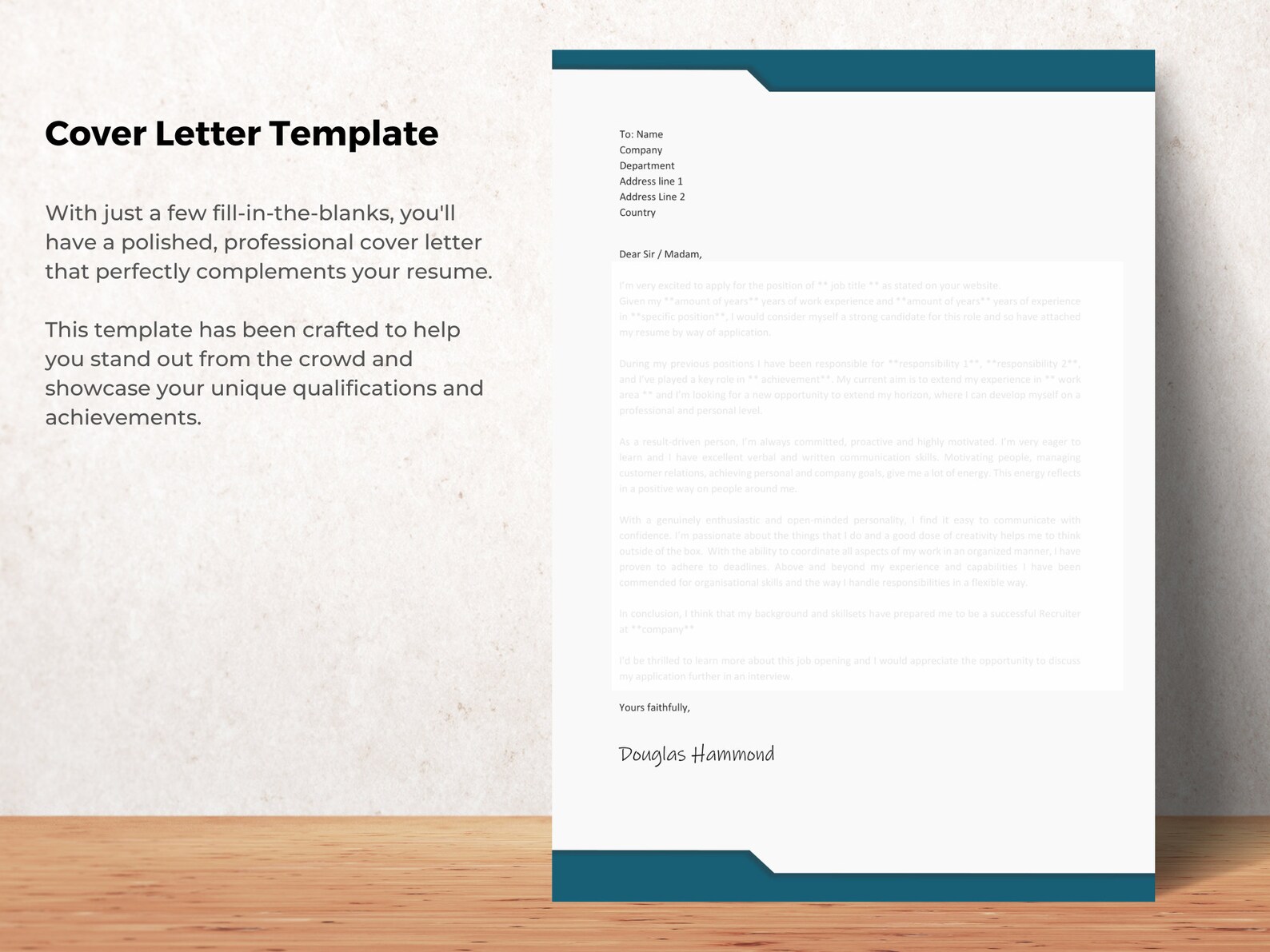 Modern Resume Template & Cover Letter: Professional CV (microsoft Word ...