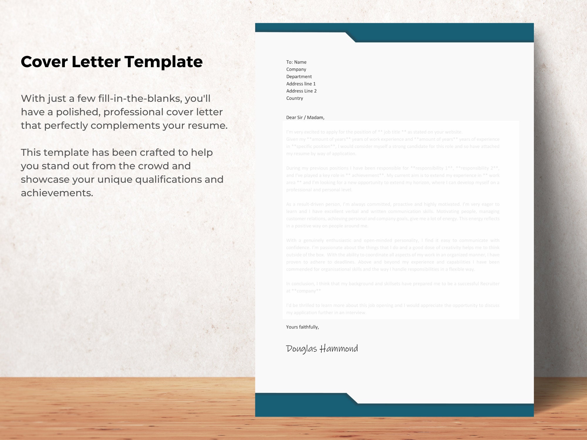 Modern Resume Template & Cover Letter: Professional CV (microsoft Word ...