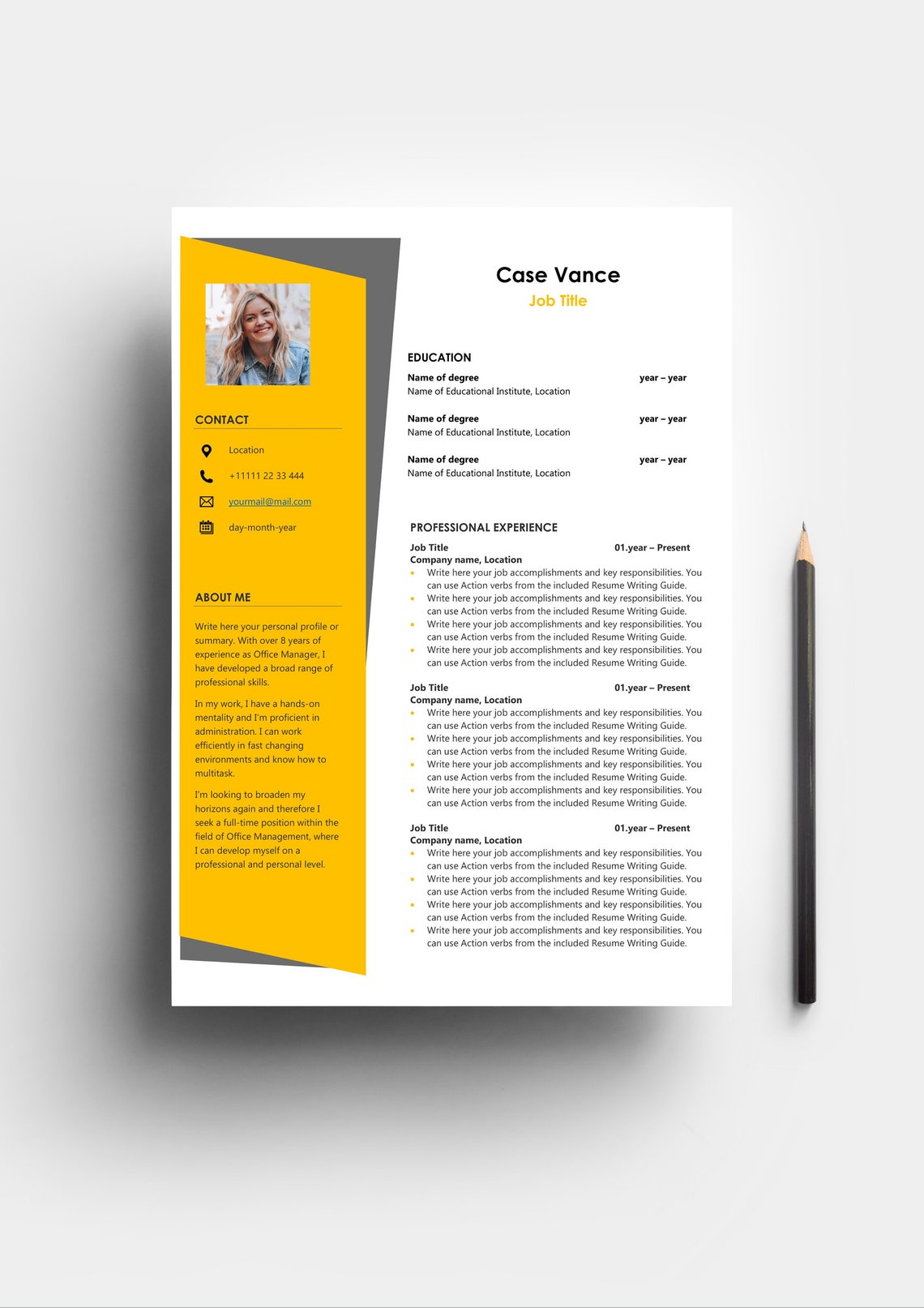 Bright Resume Template and Cover Letter Template for Microsoft Word CV ...