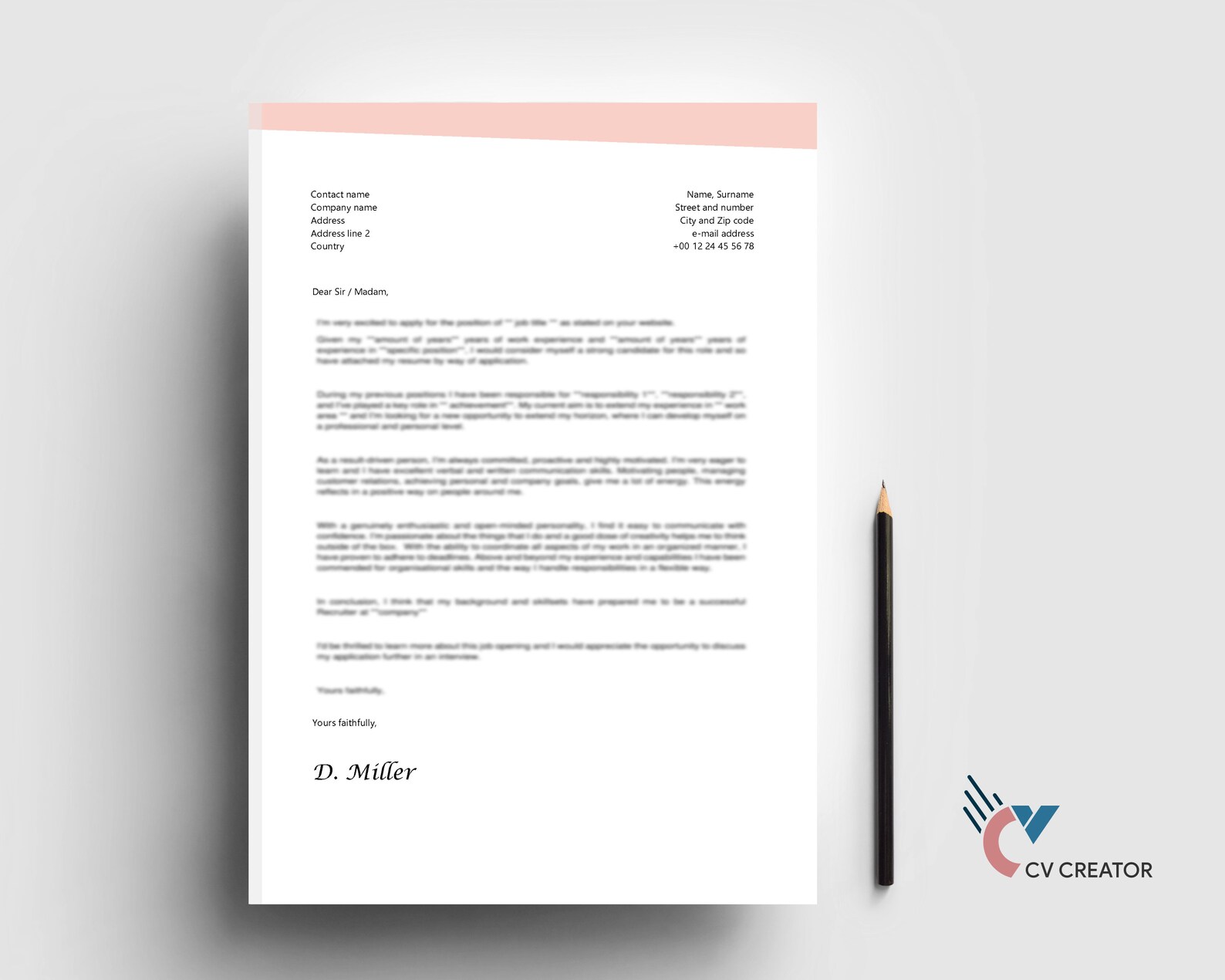 Pink Resume Template and Cover Letter Template for Microsoft | Etsy