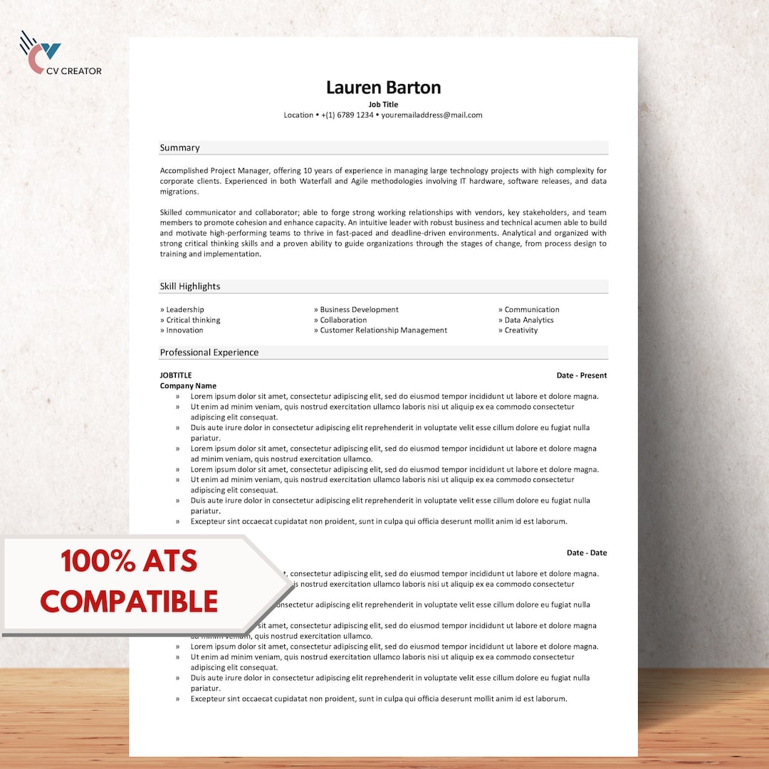 ATS Resume Template & Cover Letter: Microsoft Word, USAJOBS (digital ...