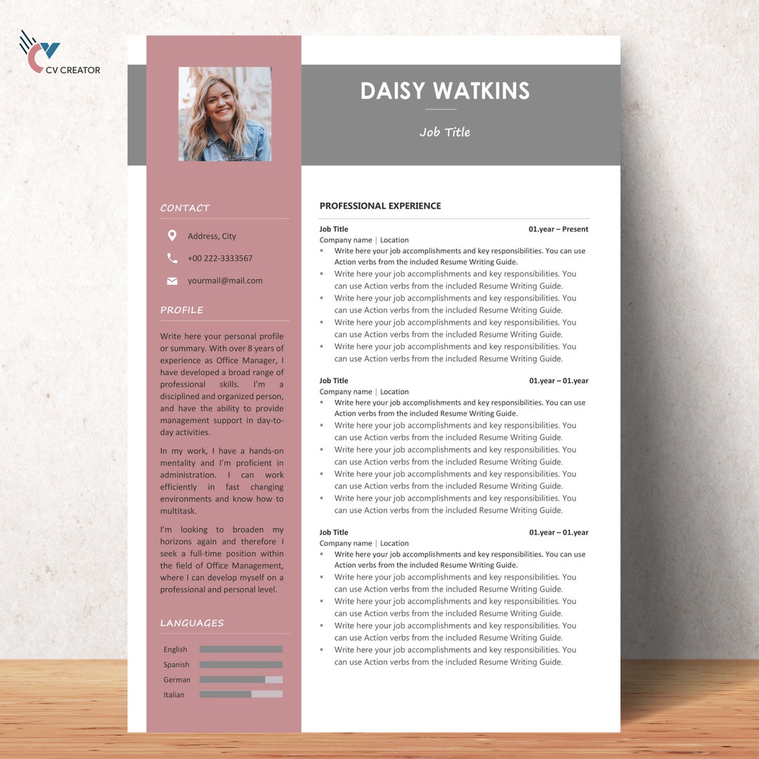 Modern Resume Template and Cover Letter Template for Microsoft Word ...
