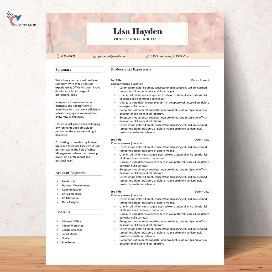 Cute Resume Template and Cover Letter Template for Microsoft Word | CV ...