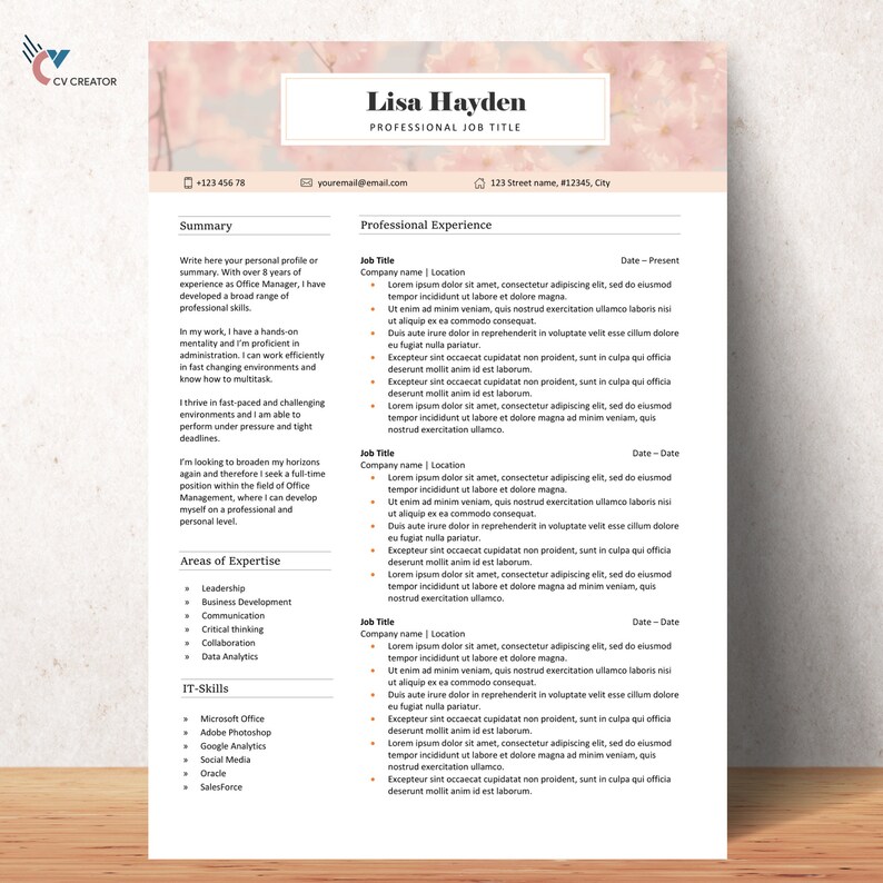 Cute Resume Template and Cover Letter Template for Microsoft Word | CV ...