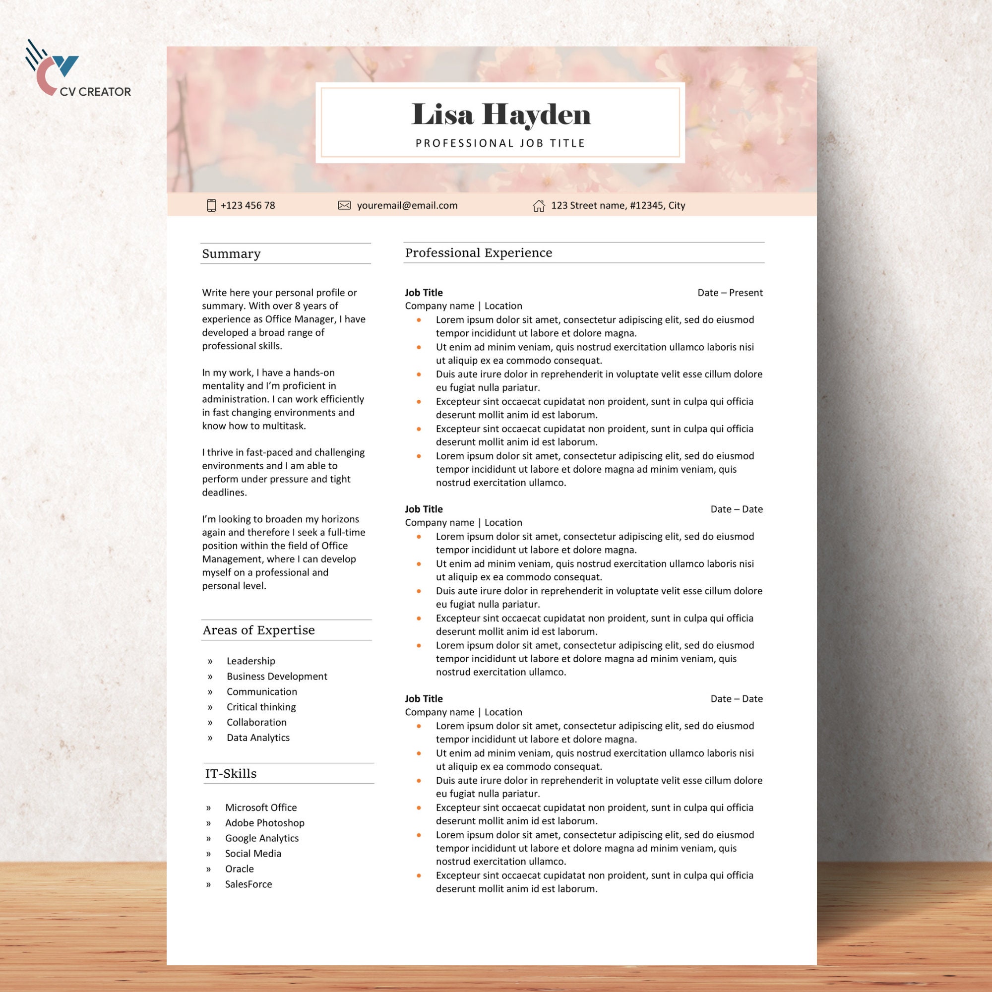 Cute Resume Template and Cover Letter Template for Microsoft Word | CV ...