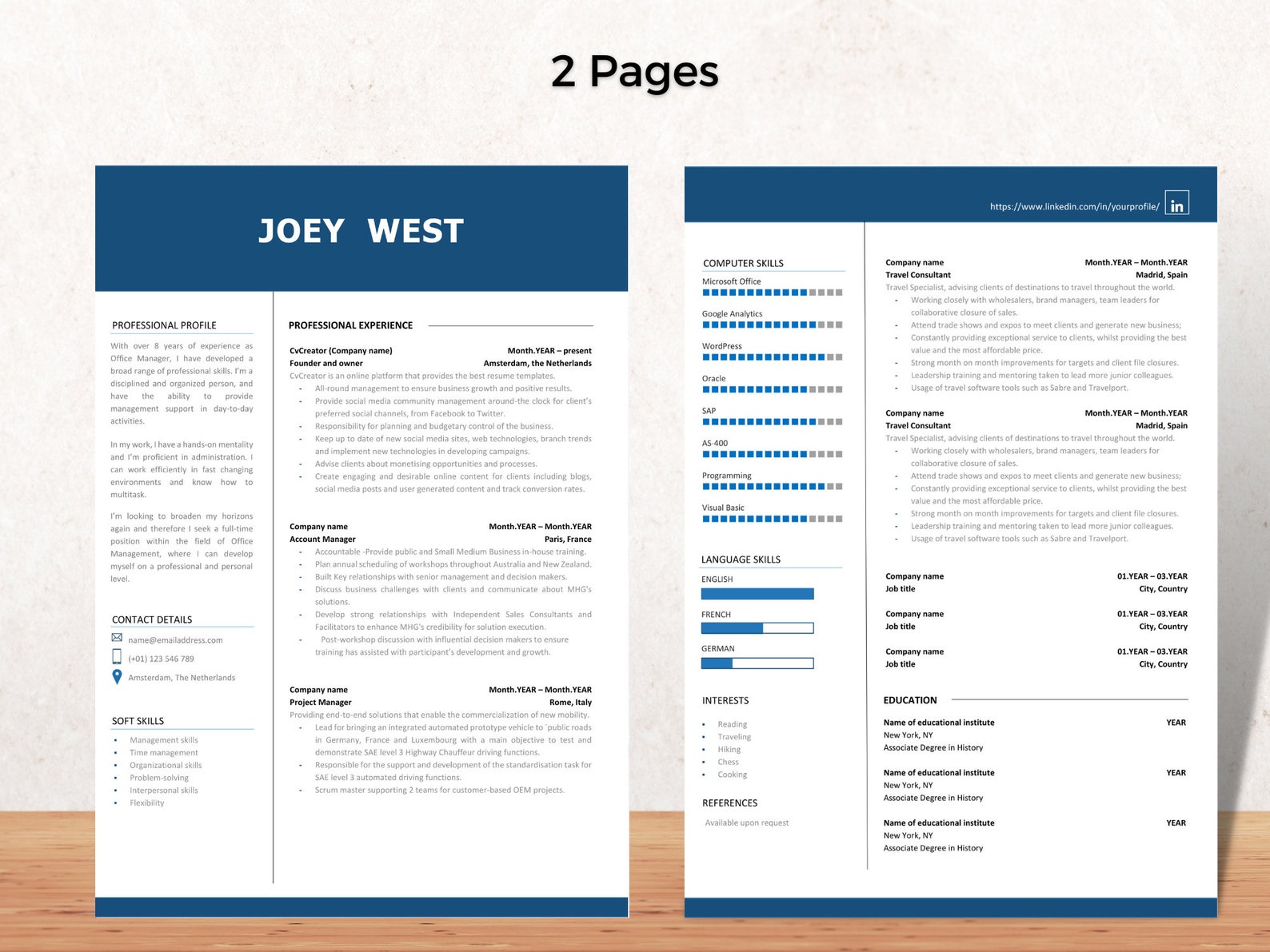 Clear Resume Template and Cover Letter Template for Microsoft Word | CV ...