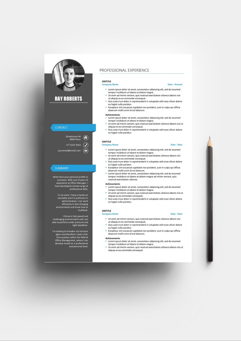 Bold Resume Template and Cover Letter Template for Microsoft Word | CV ...