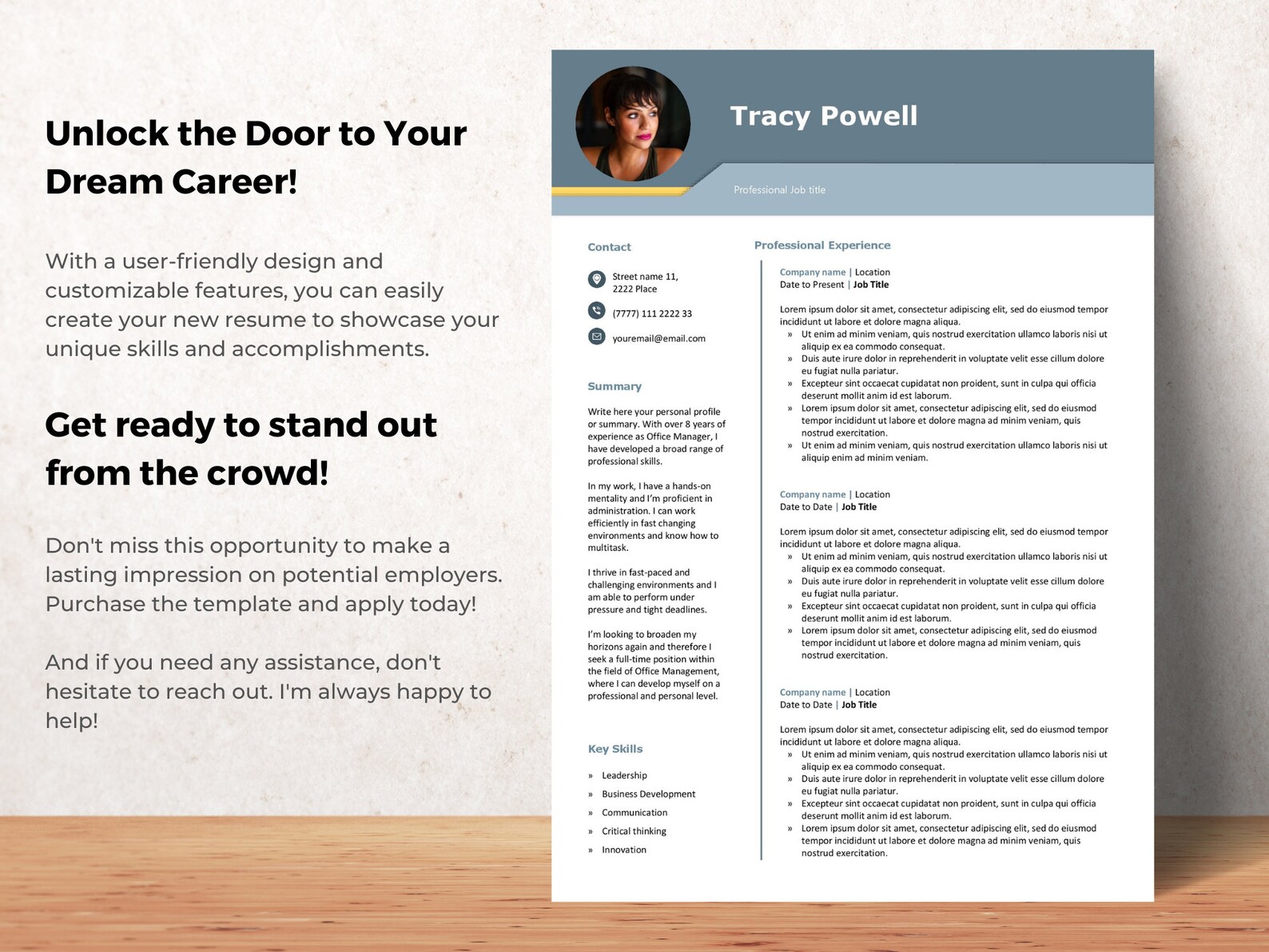 Professional Resume Template & Cover Letter: Modern CV Design ...