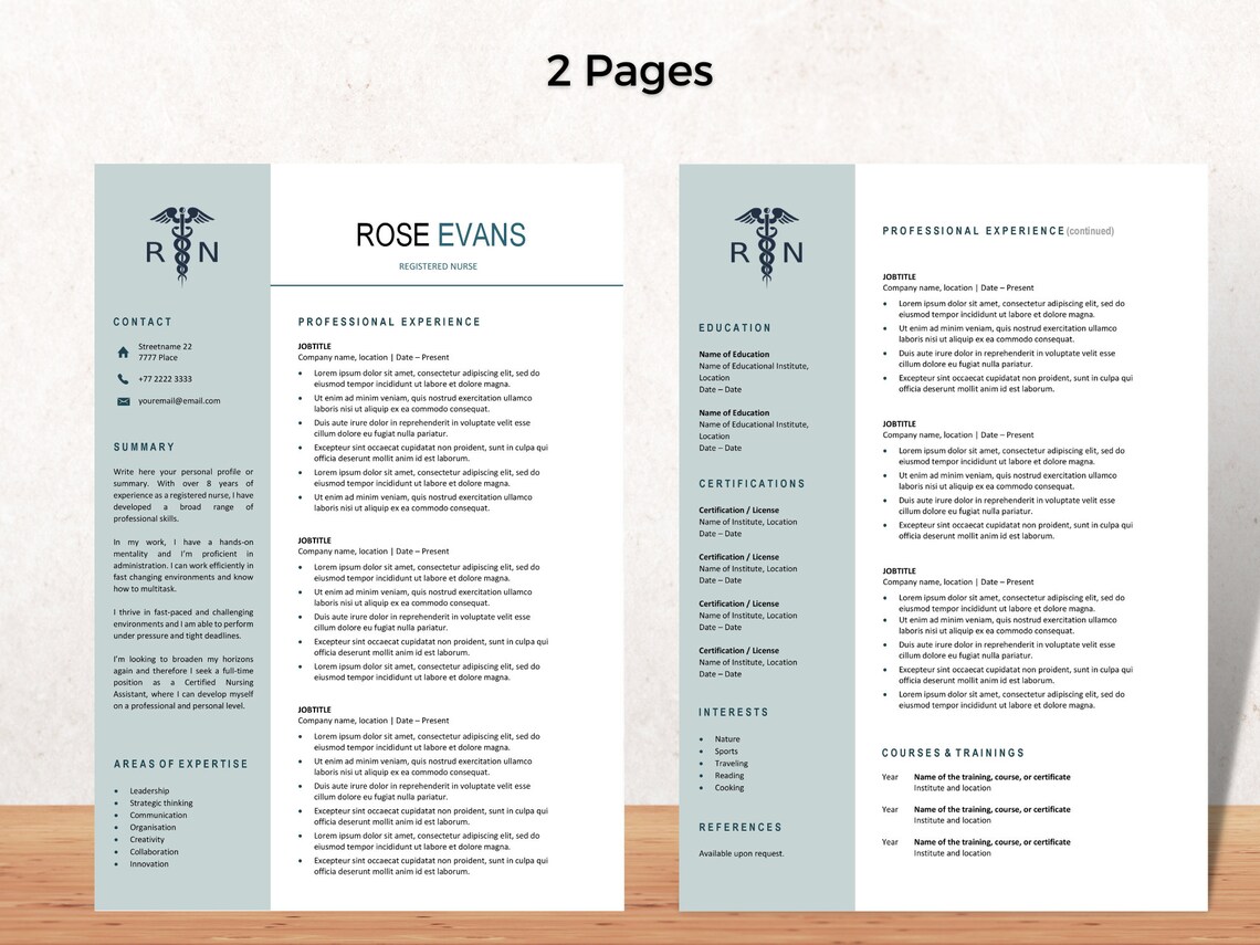 Registered Nurse Resume Template and Cover Letter Template for ...