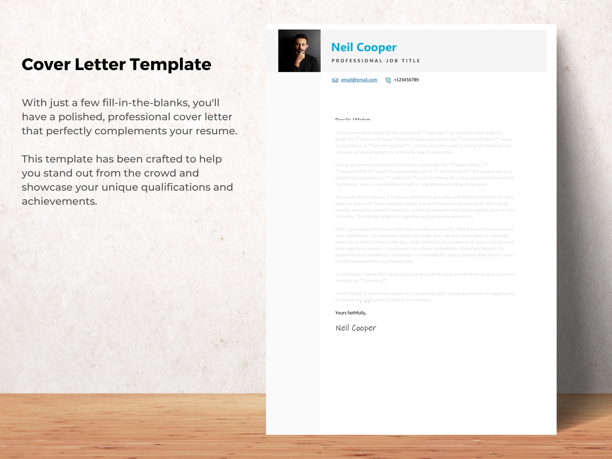 Modern Resume Template & Cover Letter: Professional CV (microsoft Word ...