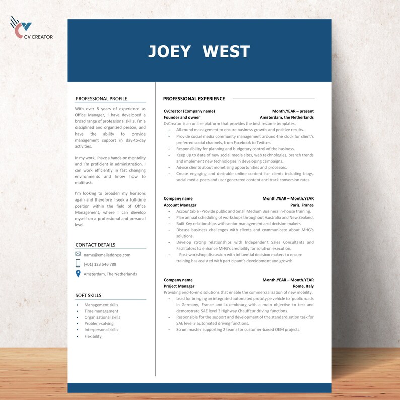 Clear Resume Template and Cover Letter Template for Microsoft Word | CV ...
