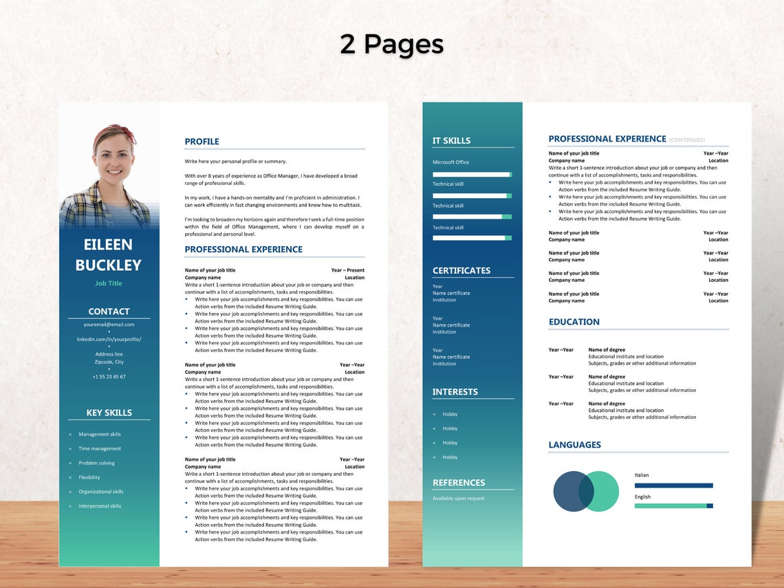 Impressive Resume Template and Cover Letter Template for Microsoft Word ...