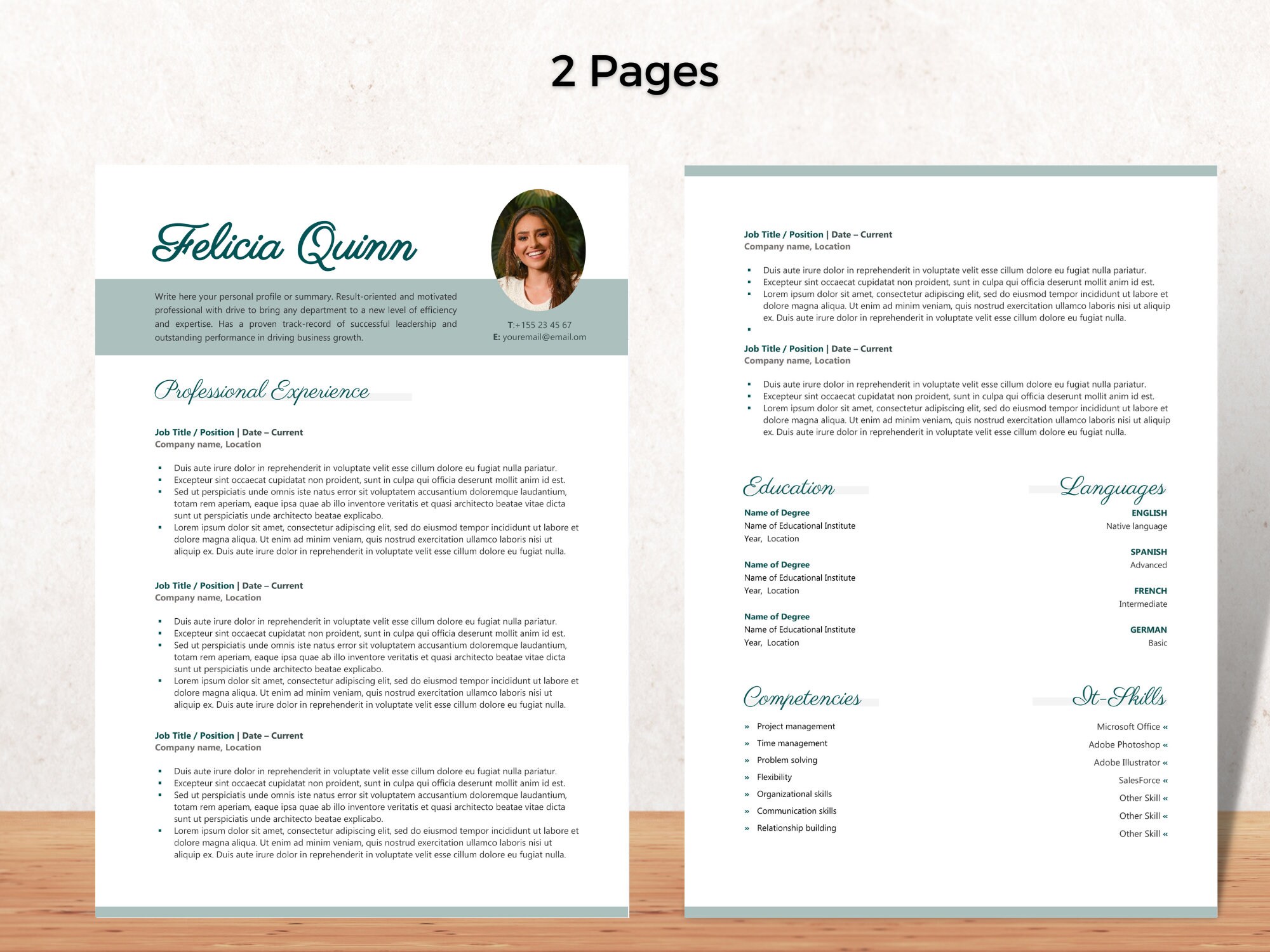 Modern Resume Template & Cover Letter: Professional CV Design (word) - Etsy
