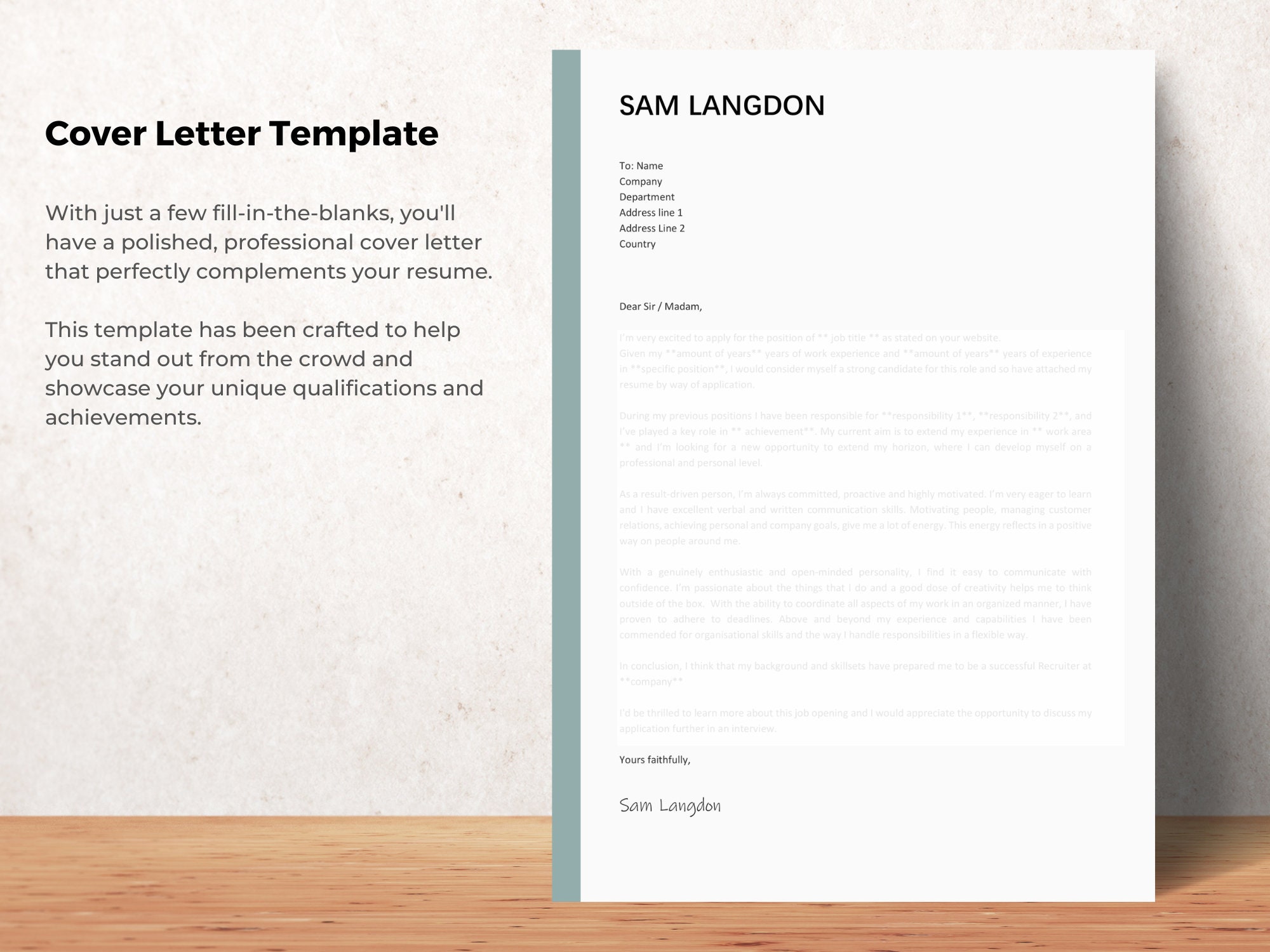 Modern Resume Template & Cover Letter: Professional CV (microsoft Word ...