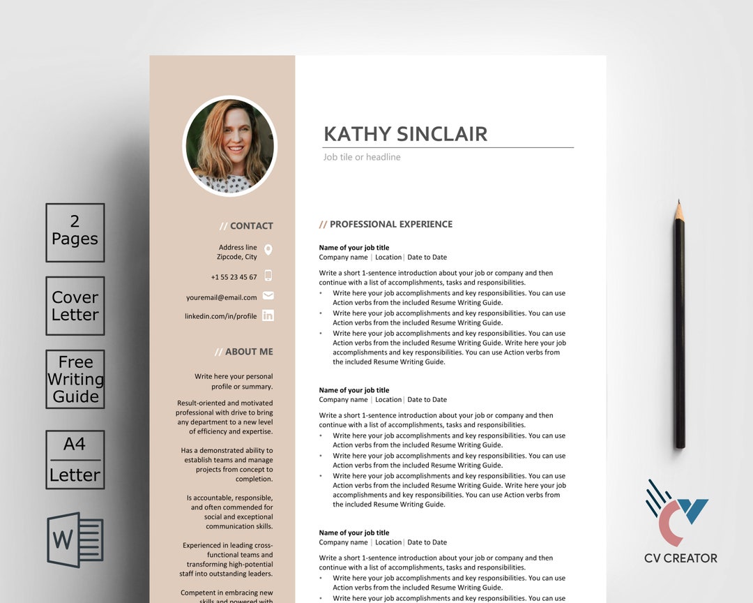 Sophisticated Resume Template and Cover Letter Template for - Etsy