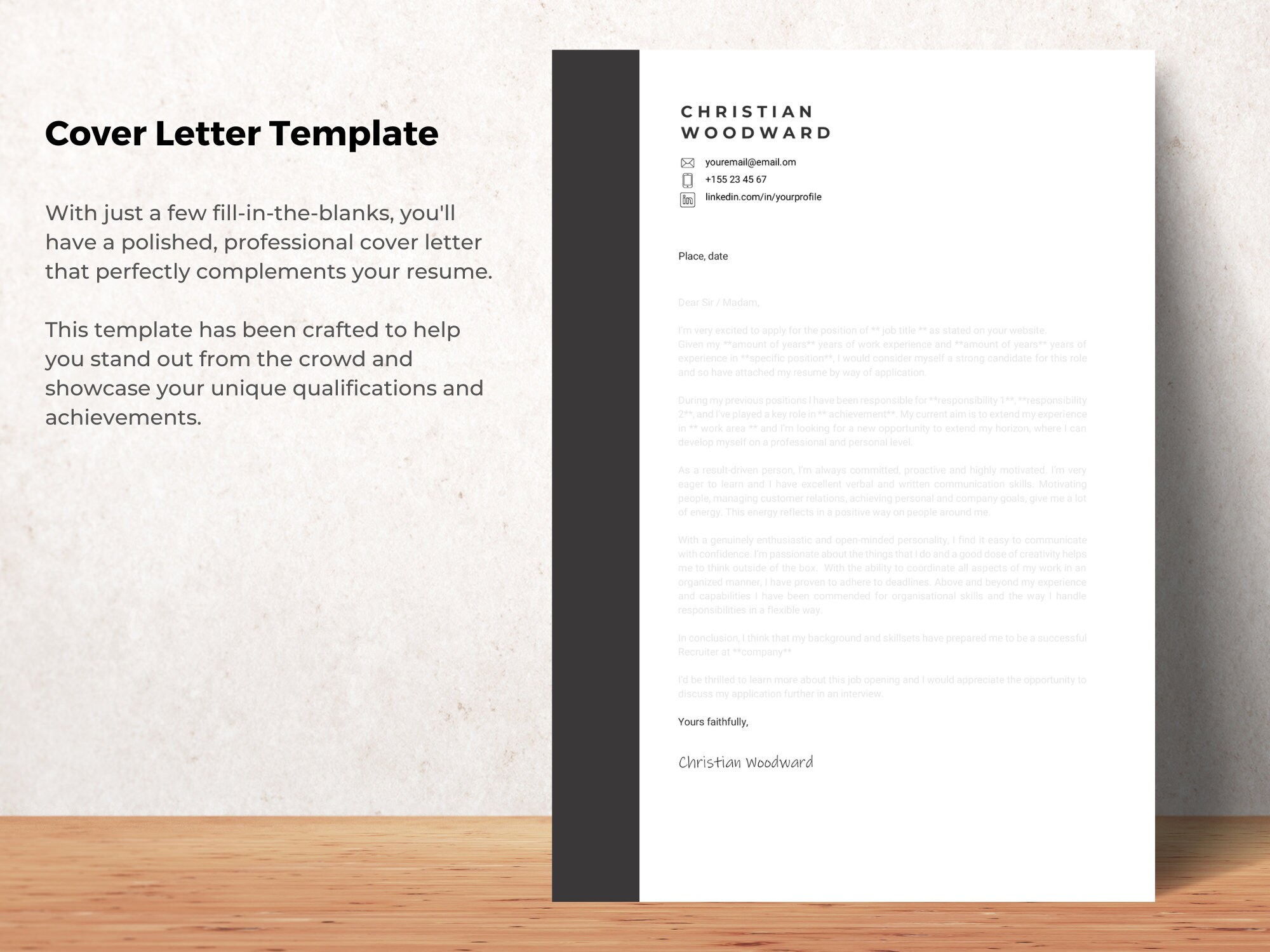 Modern Resume Template & Cover Letter: Professional CV (microsoft Word ...