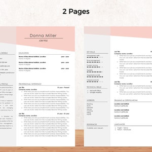 Pink Resume Template and Cover Letter Template for Microsoft Word | CV ...