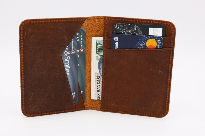 Women Personalized Rust Brown Leather Minimalist Wallet Full - Etsy