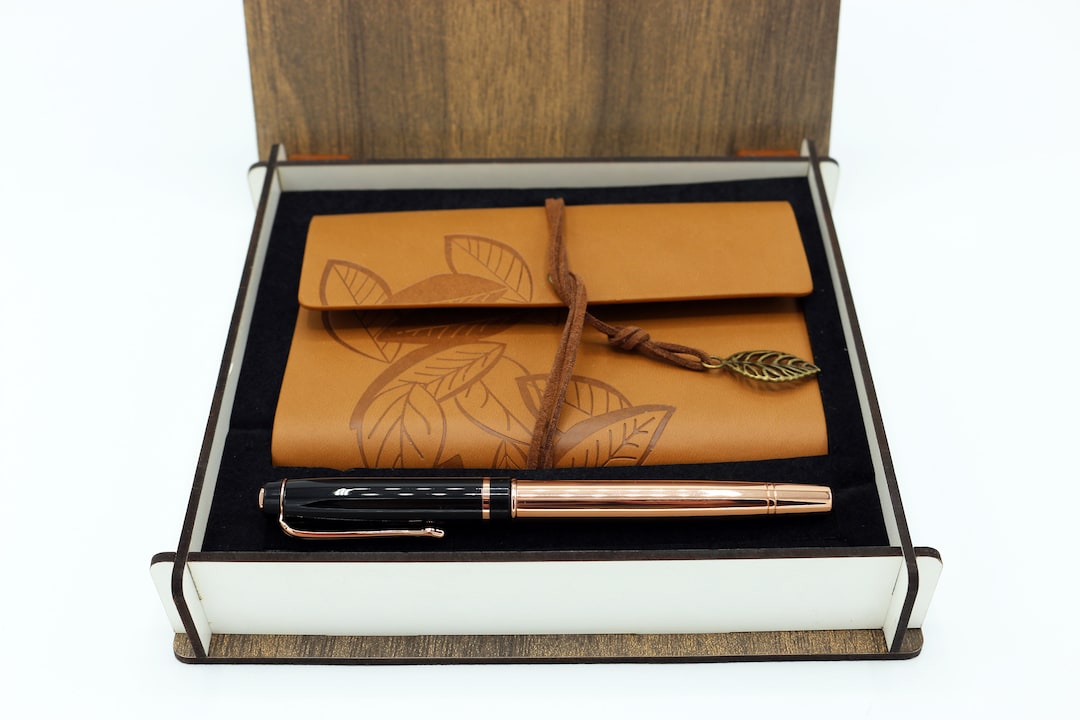 Personalized Vegan Leather Journal Notebook 3 Pcs Set,wooden Gift Box ...