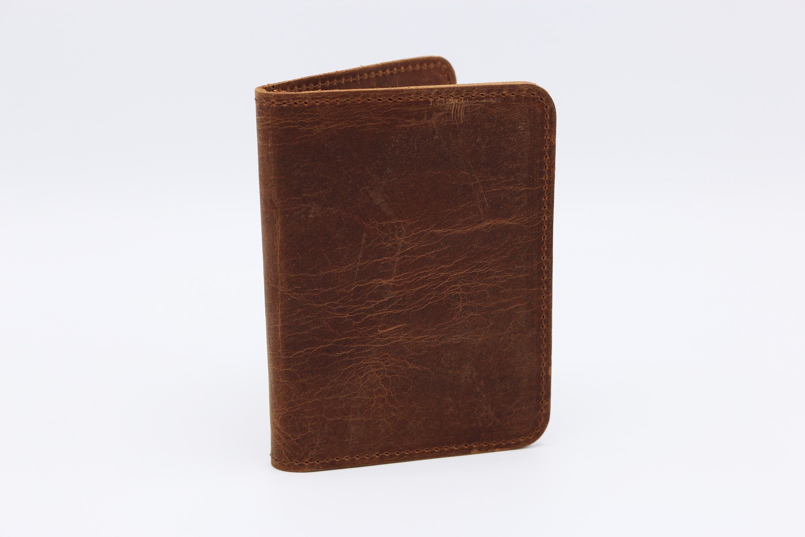 Women Personalized Rust Brown Leather Minimalist Wallet Full - Etsy