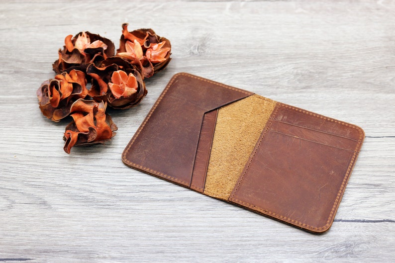 Women Personalized Rust Brown Leather Minimalist Wallet Full - Etsy