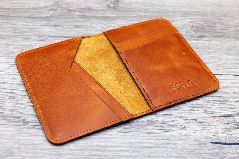 Women Personalized Rust Brown Leather Minimalist Wallet Full - Etsy