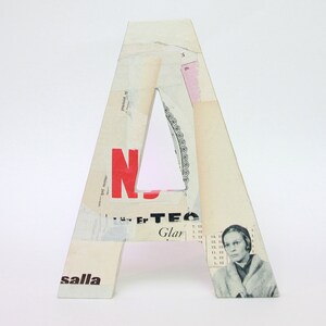 Letter A Original Paper Collage on Freestanding Letter - Etsy