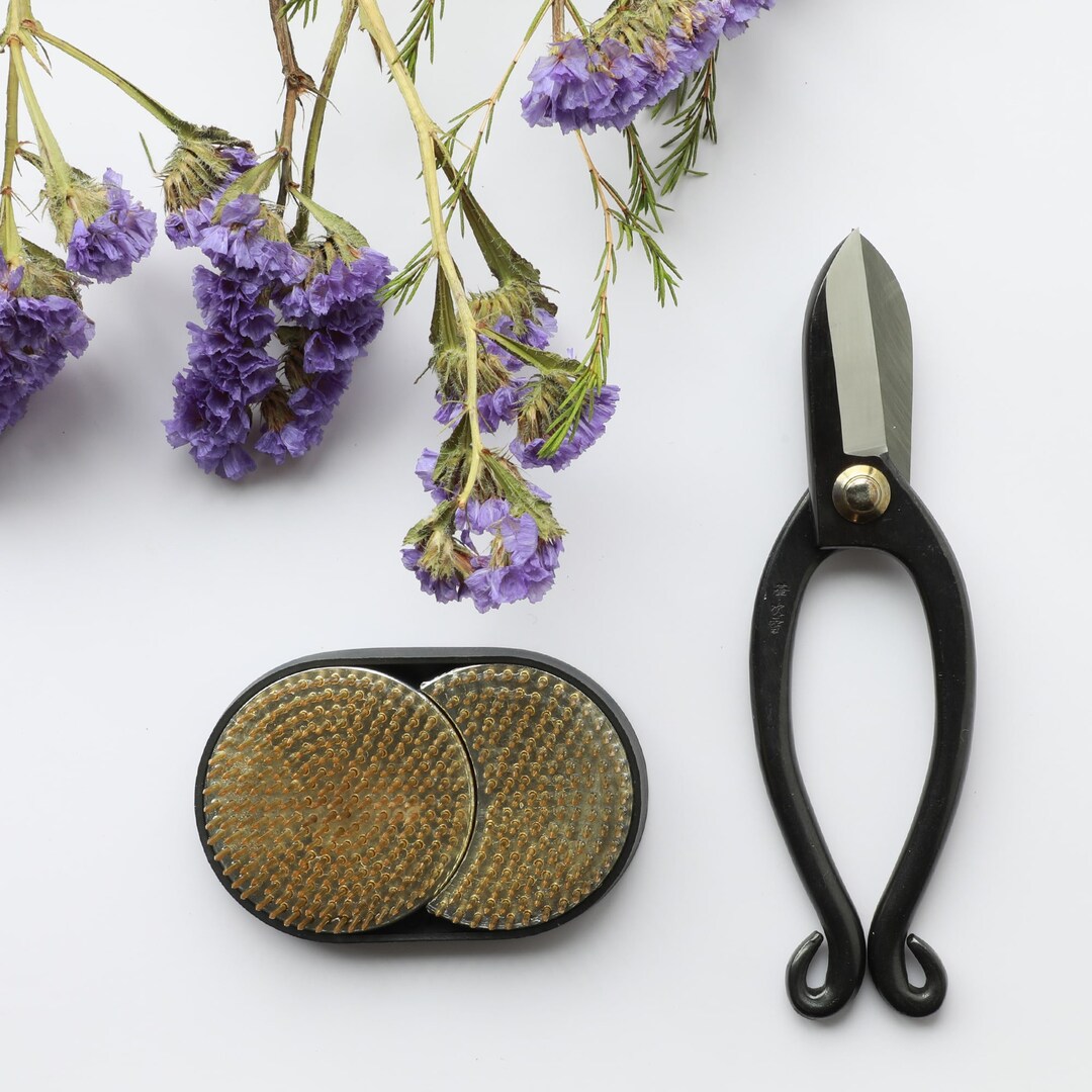 2PCS Japanese Ikebana Essential Tool Set [ Ikenobo Scissors + Sun and Moon Kenzan] - Etsy