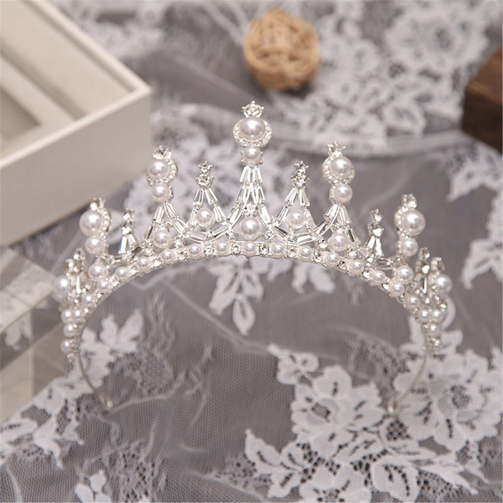 Vintage Silver Crown Baroque Bridal Crown Luxury Elegant Pearl Etsy
