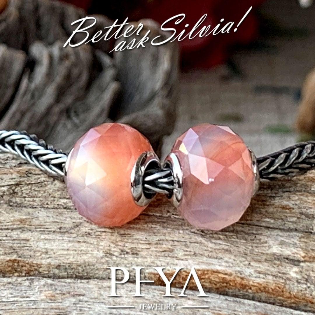 PHYA Peach Gobi Natural Agate With Rivet in S925 Silver/white Gold ...