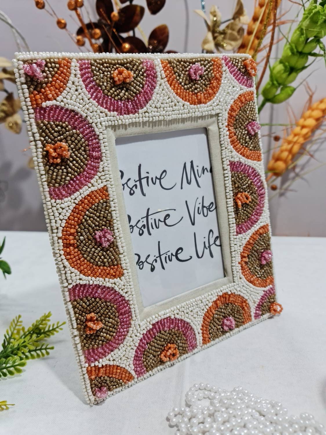 Handmade Beads Colorful Photo Frame Frame Picture Frame | Etsy