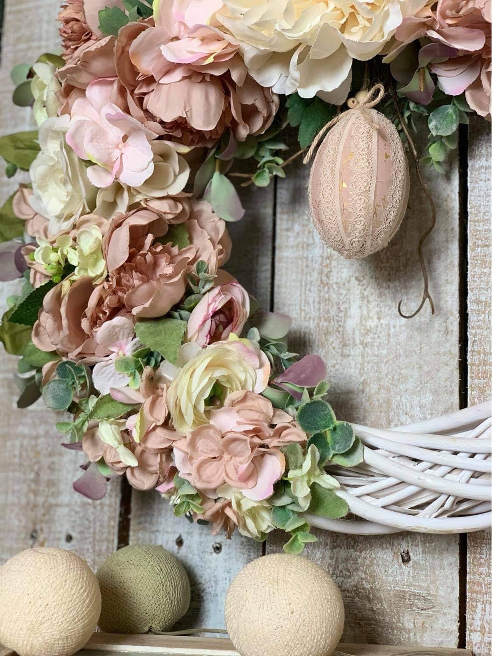 Natural Wicker Round Wreath with Artificial Flowers | Etsy