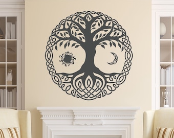 Moon and Tree of Life Wall Decal - Etsy