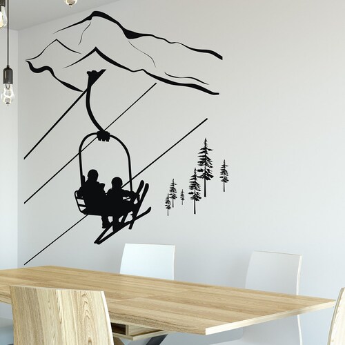 Skiing Wall Decal Winter Sports Decor Ski Lift Wall Decal | Etsy